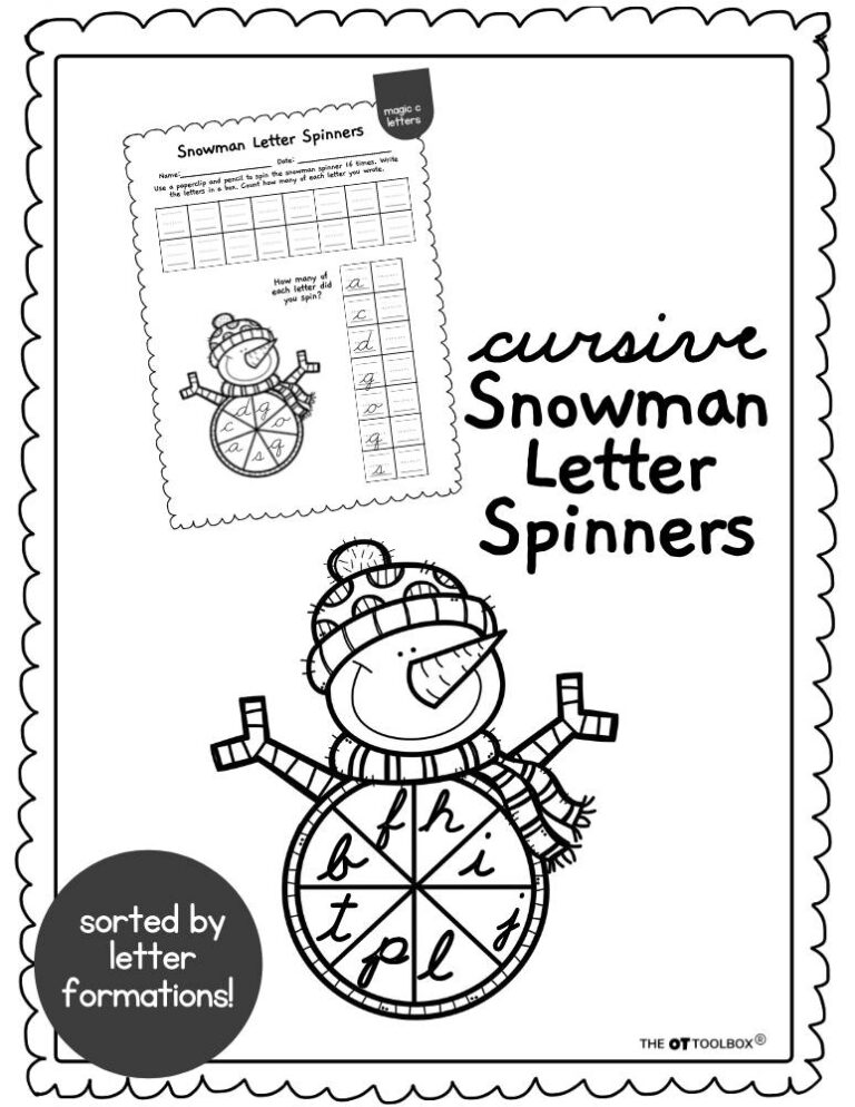 Snowman Spinners Cursive Letters - The OT Toolbox