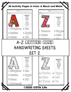 Tall, Small, and Fall Letters: A to Z Size Handwriting SET TWO - The OT ...