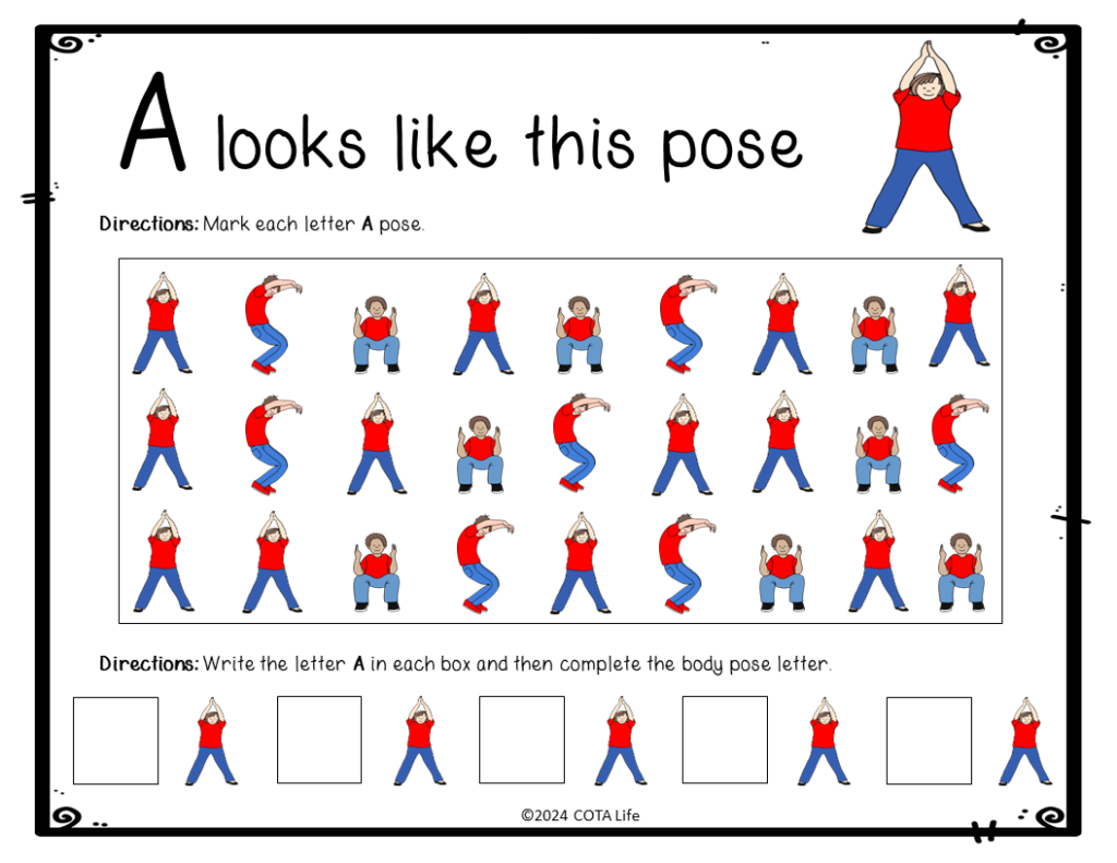 Alphabet Pose Hunt and Write - The OT Toolbox