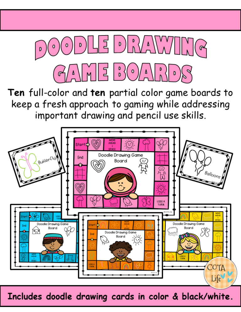 Rainbow Doodle Drawing Game Boards - The OT Toolbox
