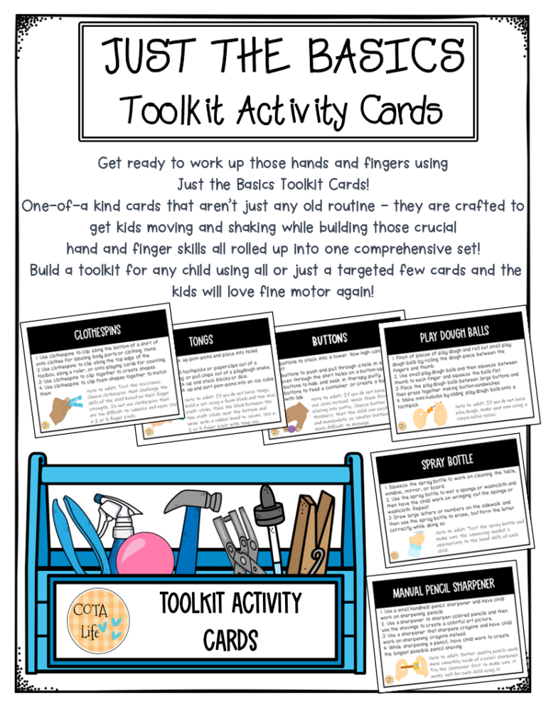 Fine Motor Toolkit Activity Cards - The OT Toolbox