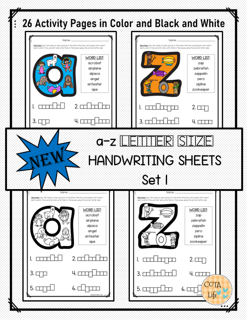 NEW! a-z Handwriting Sheets - Series 1 - The OT Toolbox