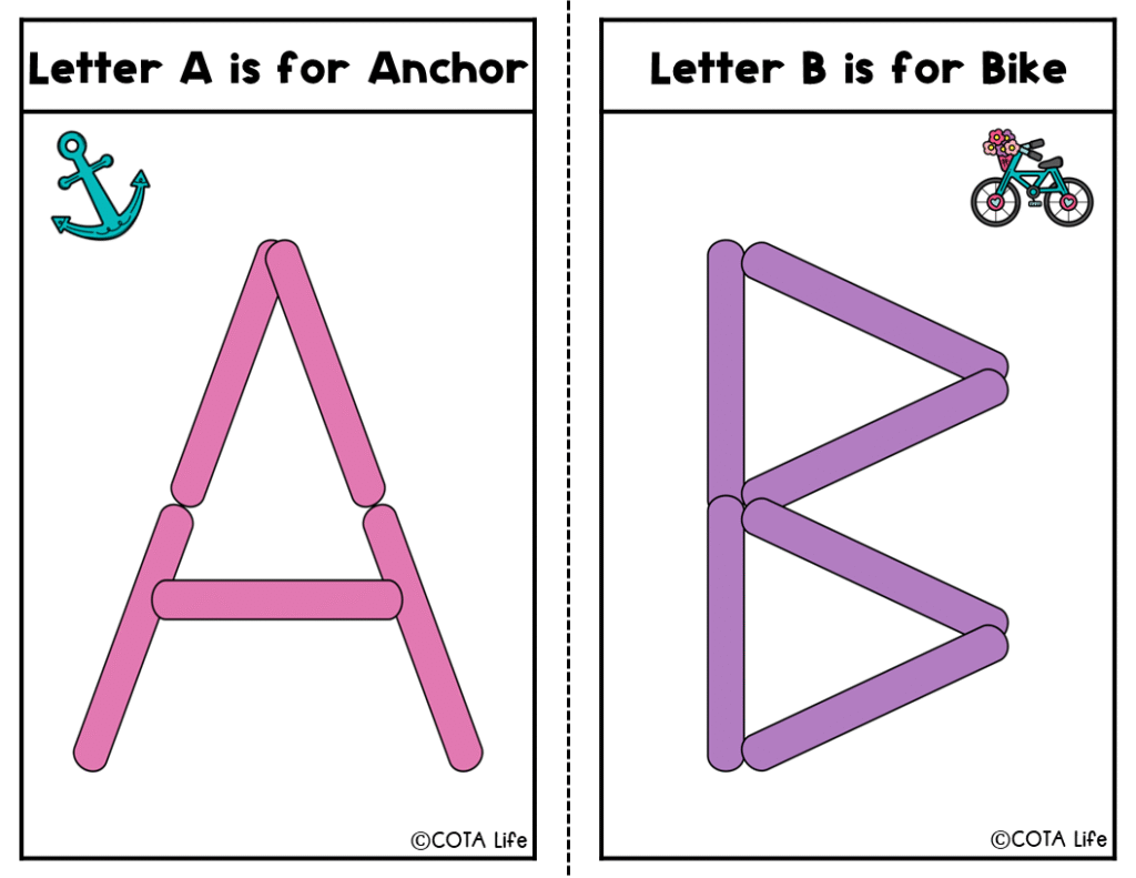 Craft Stick Letter, Number & Shape Cards - The OT Toolbox