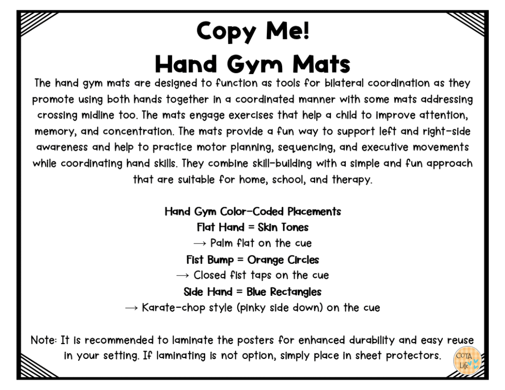 Copy Me! Hand Gym Mats - The OT Toolbox